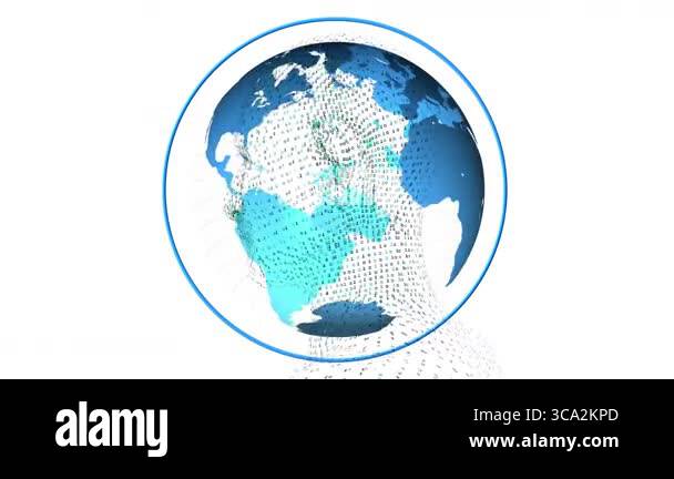 Mesh forming head outline starting ring fading while globe spinning ...