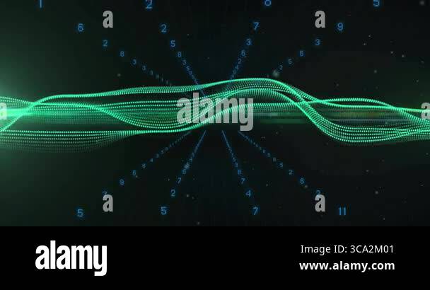 Green dotted waveform receiving left edge glow starting pulse traveling ...