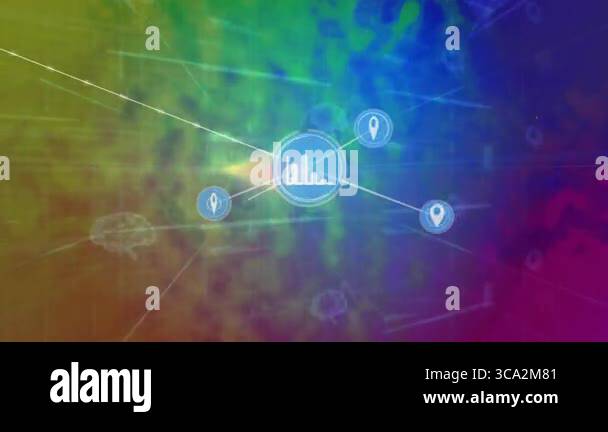 Glowing circle opening, expanding into info icons, morphing into ...