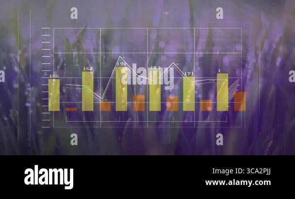 Data visualization floating in scene, with yellow bars and white trend ...