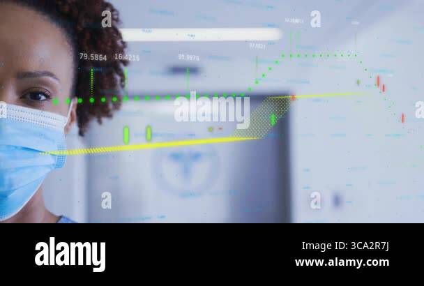 female healthcare professional analyzing candlestick chart and numeric ...