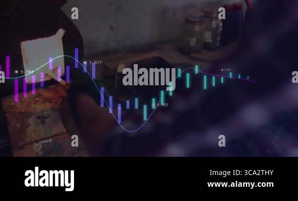 Blacksmith heating metal rod in metalworking workshop, with animated ...