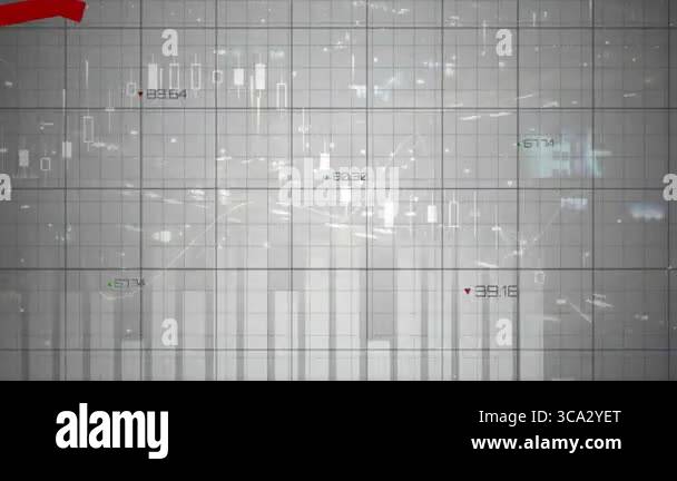 Financial dashboard filling transparent grid displaying candlesticks ...