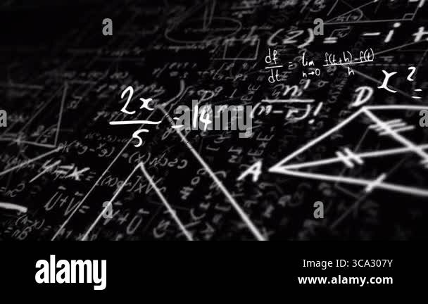 Math symbols swirling over chalkboard art, showing overlapping ...
