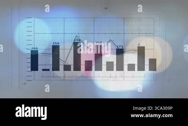 Flat analytics panel presenting bar chart, line graph showing waveform ...