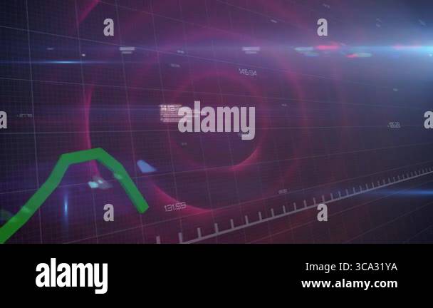 Digital UI displaying green zigzag chart climbing over grid with ...