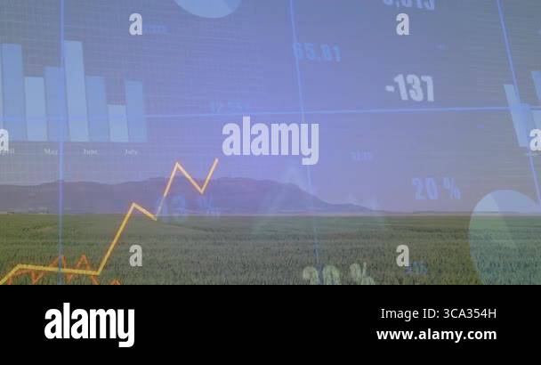 Flat design illustration showing clear data overlay over field with ...