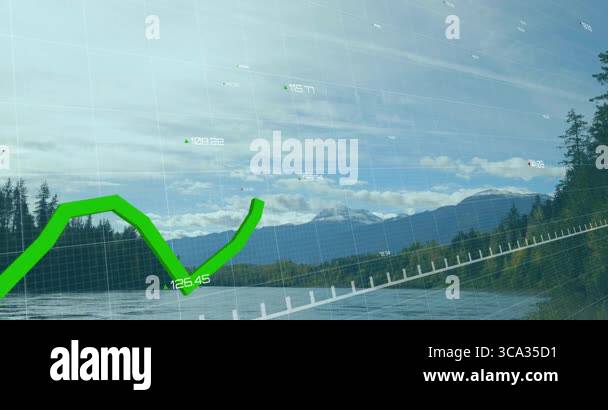 Bright green polyline graph tracing peaks and valleys across mountain ...