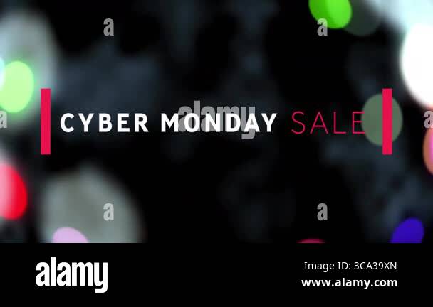 Cyber Monday Sale text being animated with colorful bokeh circles in ...