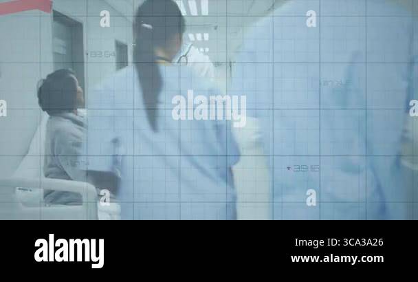 Doctor speaking patient in hospital corridor, showing animated medical ...