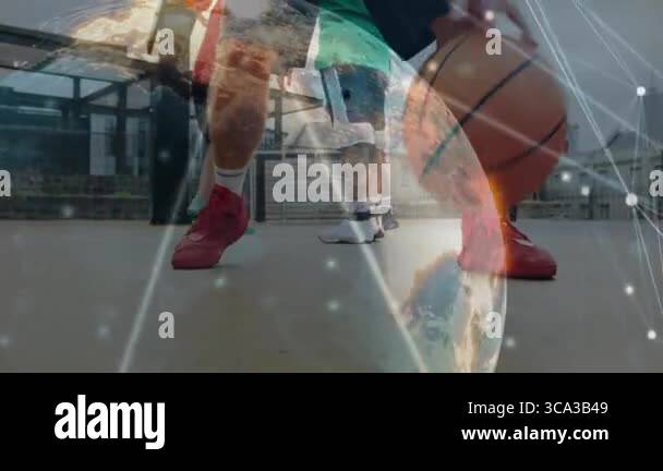 Basketball drill being animated on court, featuring orange ball near 3D ...