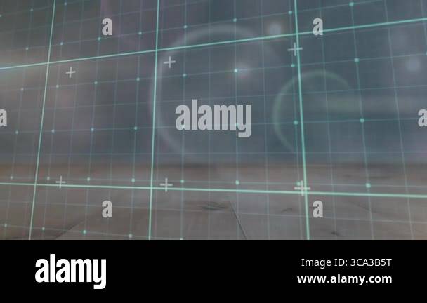 Translucent digital grid overlay showing full width featuring glowing ...
