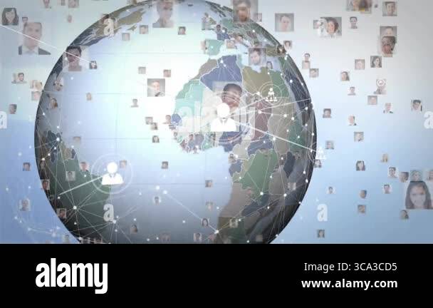 User icon appearing near Senegal spurring spinning 3D globe connecting ...