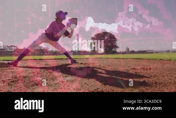 With ground ball, female baseball infielder fielding ball with glove ...