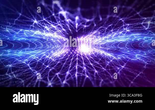 Abstract colorful digital dynamic particle waves with motion light ...