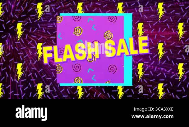Featuring central purple frame showing 3D yellow Flash Sale letters ...