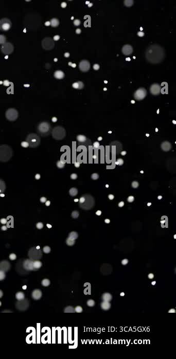 Falling snow on black background in motion. small snowflakes, falling ...