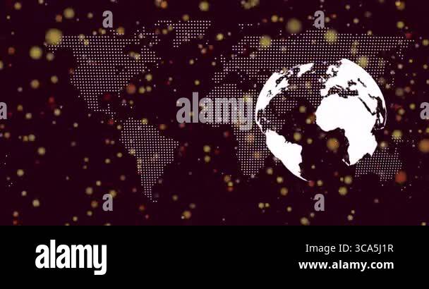Dotted world map forming canvas with stylized globe displaying ...