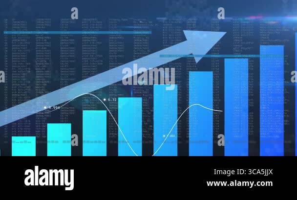 Data visualization animating on dashboard, showing rising bars flowing ...