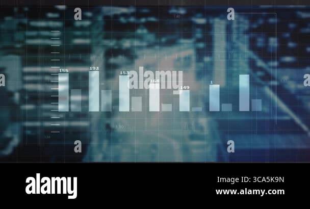 Translucent digital interface showing bar charts, line graphs, waveform ...