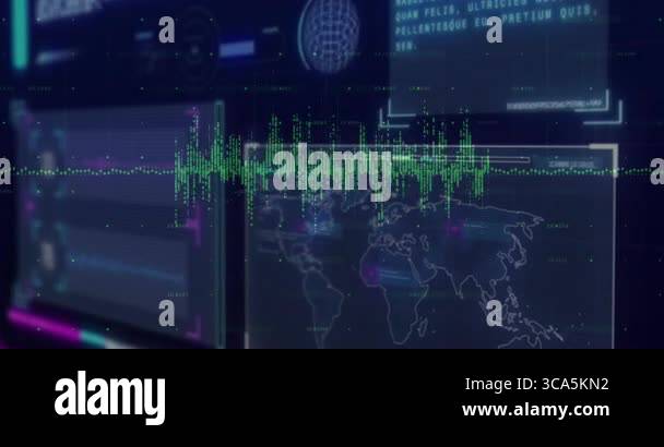 Green waveform graph pulsing on dark dashboard, showing numeric ...