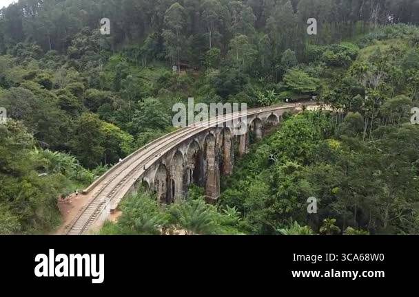Aerial drone views of Nine Arches Bridge in Ella, Sri Lanka Stock Video ...