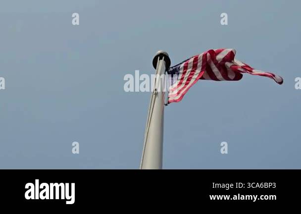 American Flag waving in golden hour light with celebrating 4th of july ...