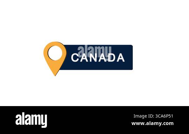 Flat style illustration of a Canada location pin and label banner with ...
