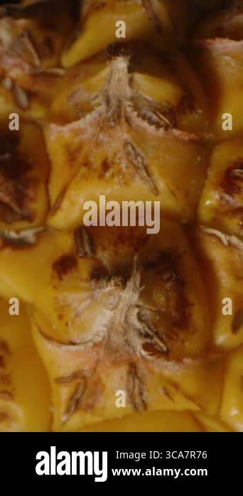 Vertical video. Whole Small Pineapple Rotating and Falling in Slow ...