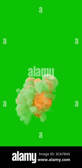 Fast Aerial Large Explosion with some Trails of tiny debris and dense ...