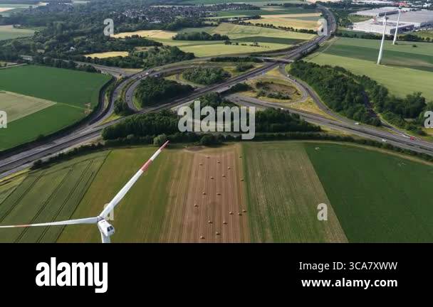 German highway infrastructure, clover leaf, aerial drone view. Mobility ...