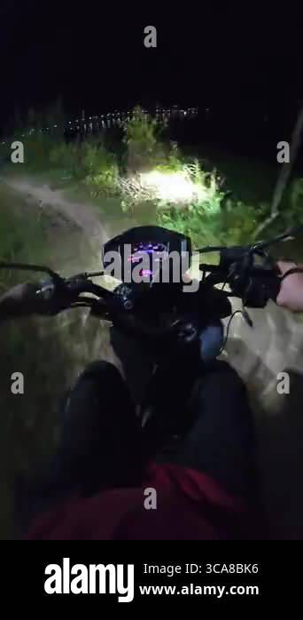 POV Motorcycle Ride Through Dark Streets at Night Stock Video Footage ...