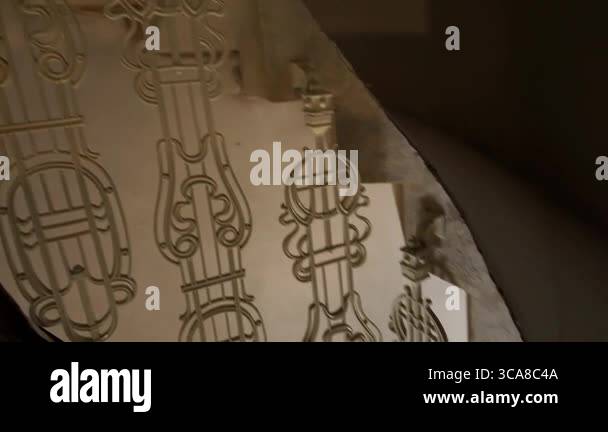 Walking up the historic spiral staircase in a historic building. Spiral ...