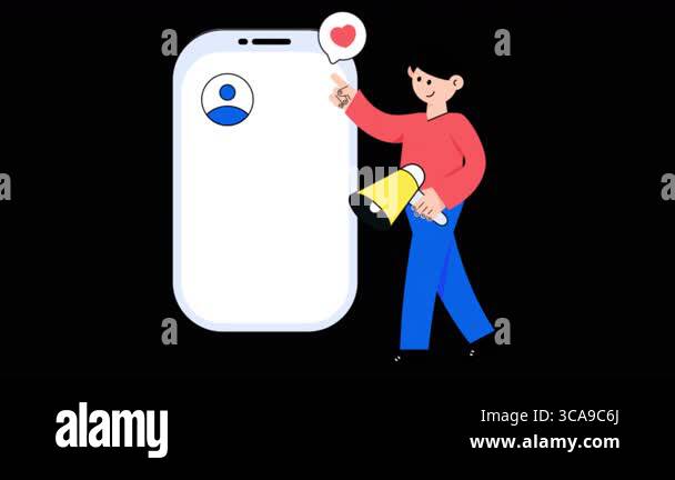 Media Marketing 2D Flat Animations on Transparent background Stock ...