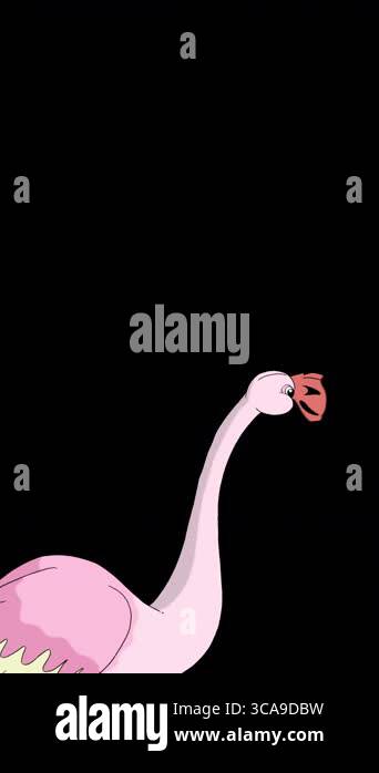Pink Flamingo. Handmade 2D animated HD footage isolated on alpha ...