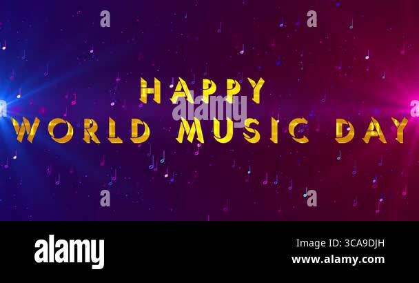 Happy World Music Day text animation with colorful music background in ...