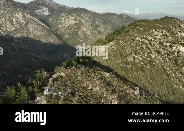 San Gabriel Mountains Winter Forest Aerial Shot Orbit R California USA ...