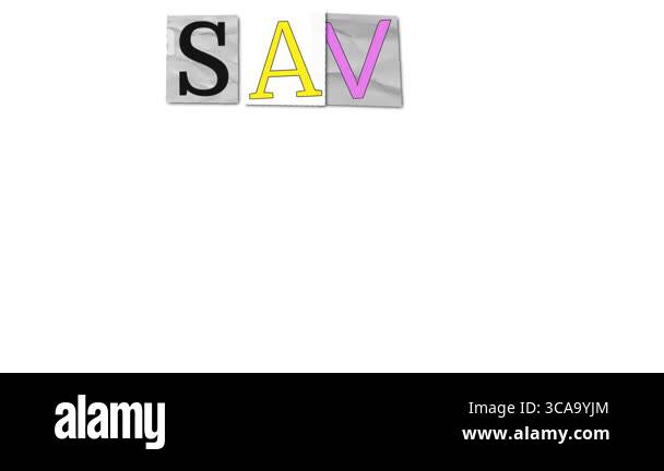 SAVE THE PLANET large text created with cut out letters of varying ...