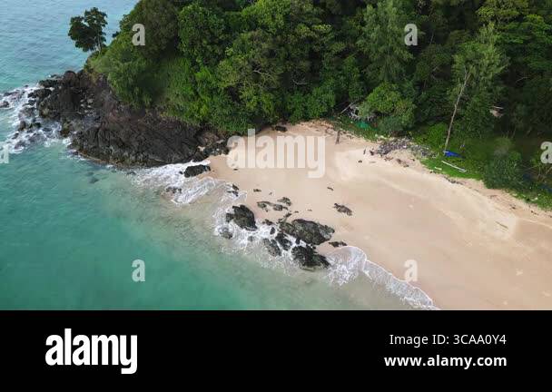 Aerial drone view of a tropical beach on Ko Lanta island, Thailand ...