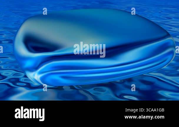 Blue Rounded Cube, Floating Background, Elegant Template, Liquid Metal ...
