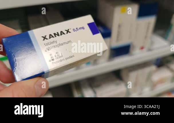 Prague,Czech Republic -February 4 2025:XANAX box of medication with ...