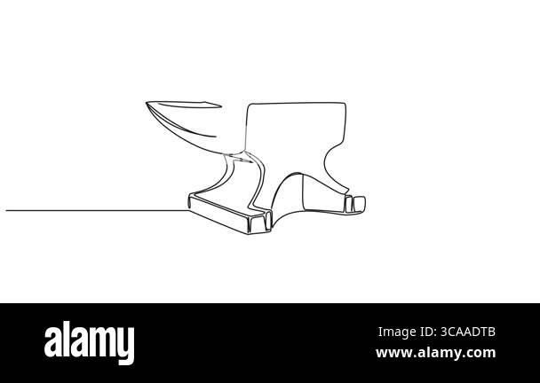 animated continuous single line drawing of an anvil, line art animation ...