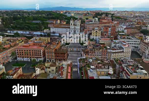 Aerial view of Spanish Steps in Rome. Italy Stock Video Footage - Alamy