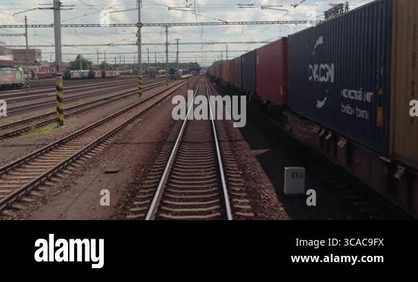 Breclav, Czechia - May 15, 2024: Fright train cargo container wagons ...