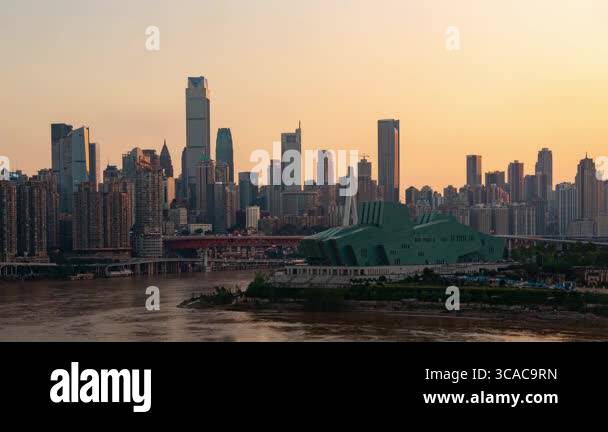 Chongqing city timelapse view from sunset to night of urban ...