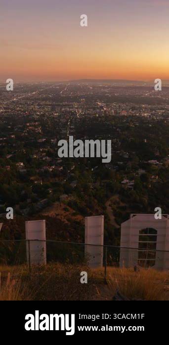 Hollywood, USA - Nov 3 2024: Hollywood Sign from Behind Sunset Vertical ...