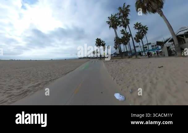 Venice Beach Bike Path Northbound Boardwalk Cycling Front View 05 ...