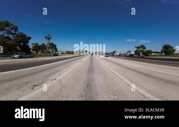 Los Angeles Downtown Freeway 10 West 10 Rear View Driving Plate ...