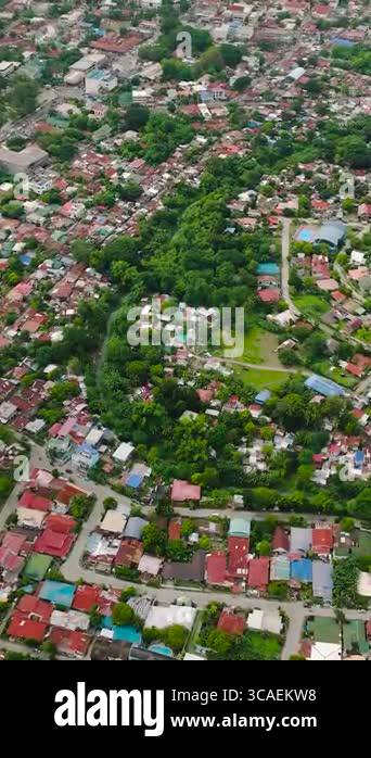 Beautiful top view of houses, villages and streets in Iloilo City ...