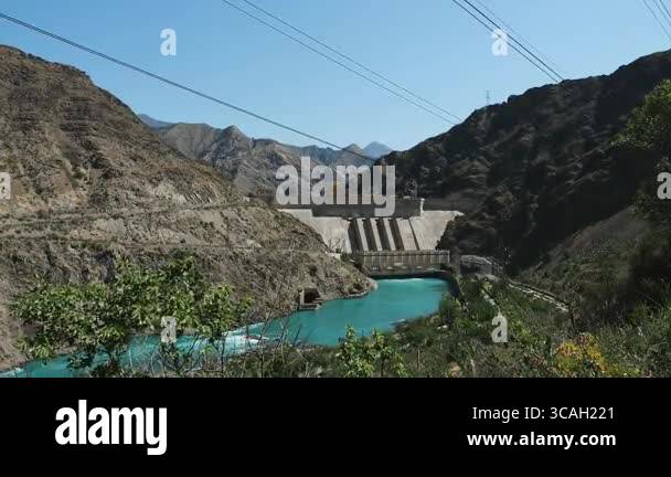 Generating electricity from water. A powerful hydroelectric power ...